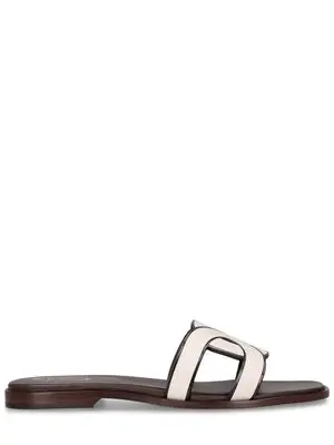 TOD'S TOD'S Leather Flat Slides - Off White
