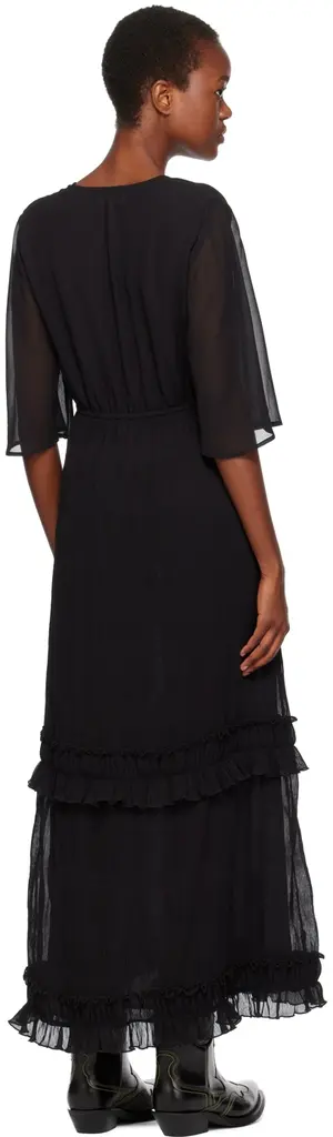 GANNI Black Pleated Maxi Dress