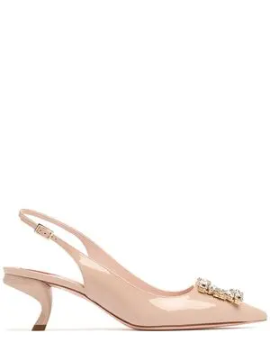ROGER VIVIER ROGER VIVIER 55mm Virgule Patent Leather Slingback Pumps - Nude