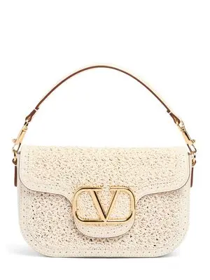 Valentino Garavani VALENTINO GARAVANI Vlogo Signature Crochet Shoulder Bag - Ivory