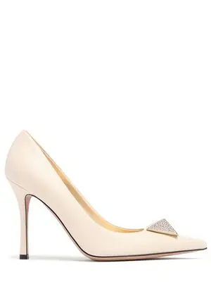 Valentino Garavani VALENTINO GARAVANI 100mm One Stud Leather Pumps - Light Ivory