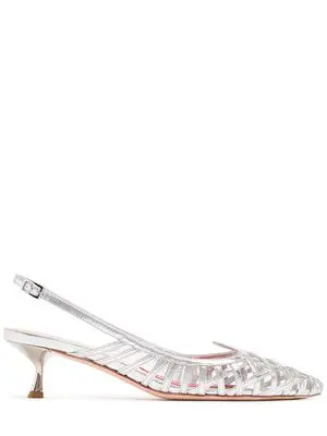 ROGER VIVIER ROGER VIVIER 45mm I Love Vivier Metallic Slingbacks - Silver