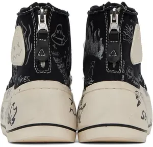 R13 Black & White Double Grommet Kurt Sneakers