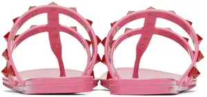 Valentino Garavani Pink Rubber Rockstud Sandals