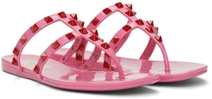 Valentino Garavani Pink Rubber Rockstud Sandals