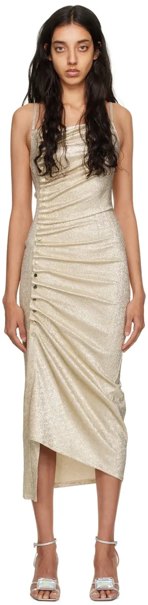 Rabanne Gold Gathered Midi Dress