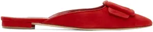 Manolo Blahnik Red Maysale Flat Slippers
