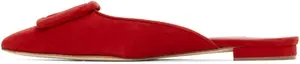 Manolo Blahnik Red Maysale Flat Slippers