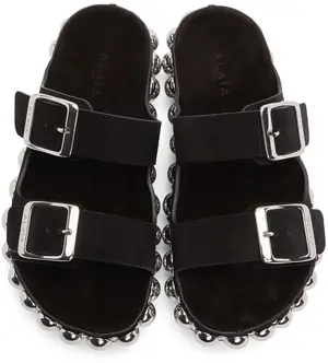 Alaïa Black Bombe Flat Sandals