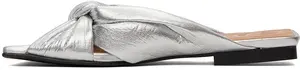 GANNI Silver Soft Knot Mules