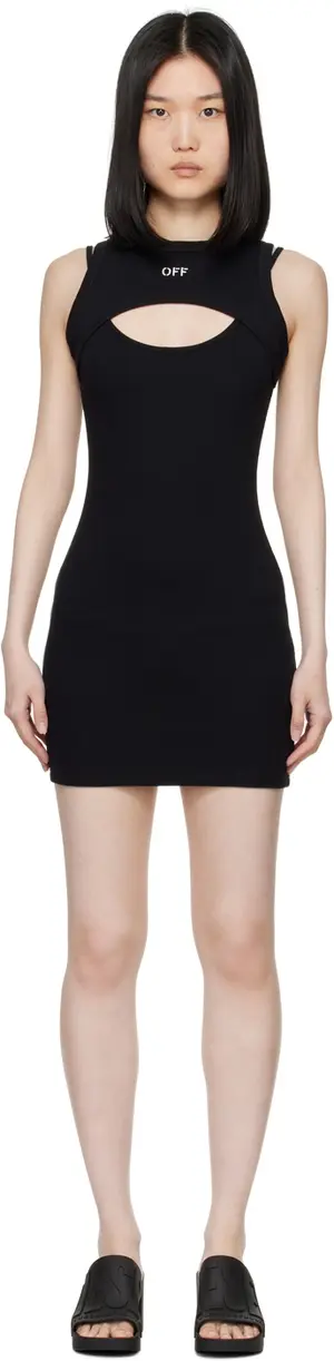 Off-White Off Stamp Ribbed Mini Dress