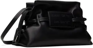 Off-White Grained Leather Zip Tie Clutch