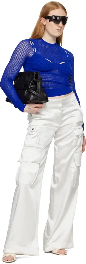 Off-White Grained Leather Zip Tie Clutch