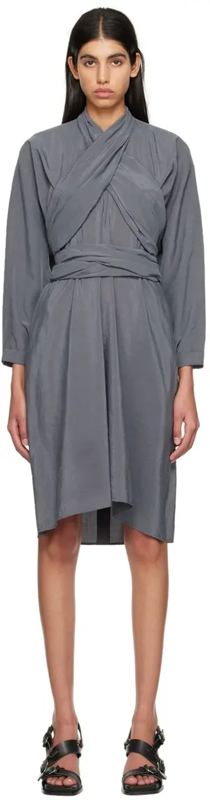 LEMAIRE Gray Knotted Midi Dress