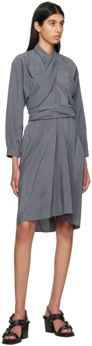 LEMAIRE Gray Knotted Midi Dress