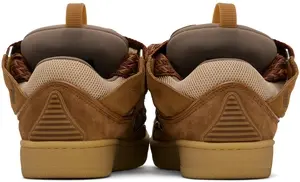 LANVIN Tan Leather Curb Sneakers