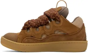 LANVIN Tan Leather Curb Sneakers