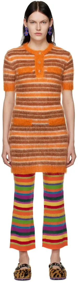 Marni Brown & Orange Striped Minidress