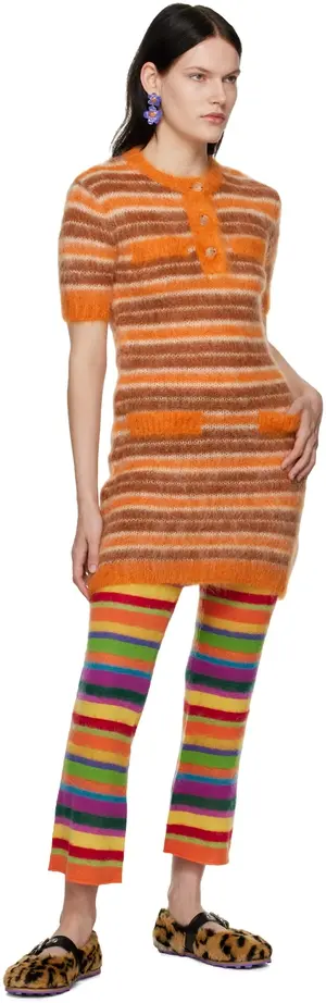 Marni Brown & Orange Striped Minidress