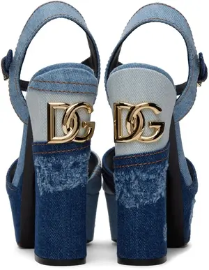 Dolce & Gabbana Patchwork Denim Platform Heeled Sandals