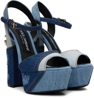 Dolce & Gabbana Patchwork Denim Platform Heeled Sandals