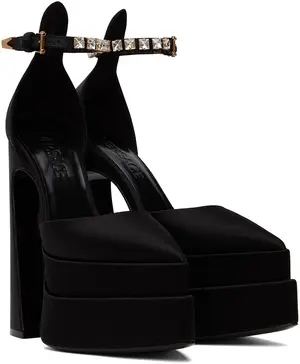 Versace Black Aevitas Pointy Platform Heels