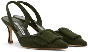 Manolo Blahnik Khaki Maysli Heels