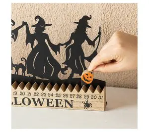 GLITZHOME 18'l Halloween Dancing Witch Countdow N Table Sign