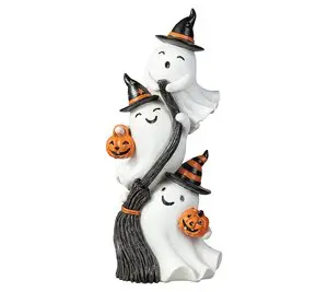 GLITZHOME 13.00h Halloween Stacked Ghost Tabl E Decor