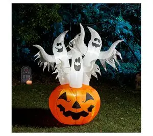 GLITZHOME 6ft Lighted Ghosts In Jack-o-lanterninflatable - One-color