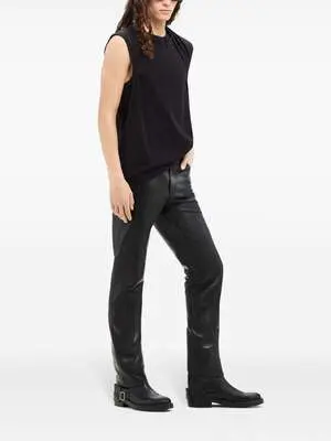 COURREGES Cotton Tank Top With Draped Detail - Black