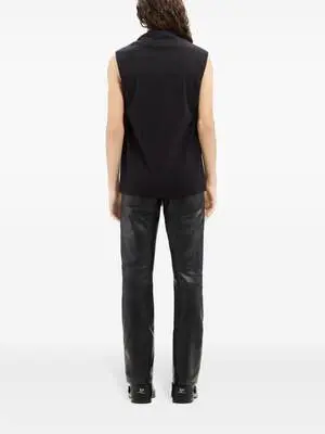 COURREGES Cotton Tank Top With Draped Detail - Black