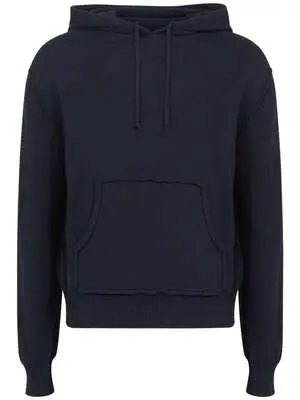 MAISON MARGIELA Knitted Hoodie With Pouch Pocket - Blue