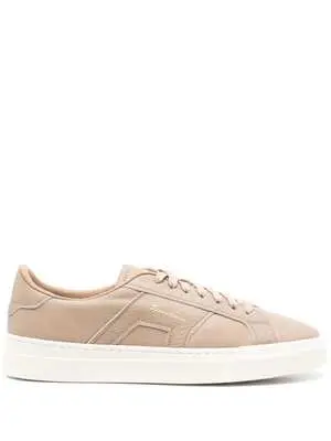 Santoni Logo-stamp Leather Sneakers