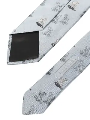 LANVIN Dog-jacquard Silk Neck Tie