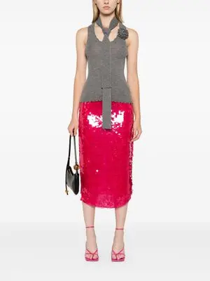 Blumarine Floral-appliqué Knitted Tank Top