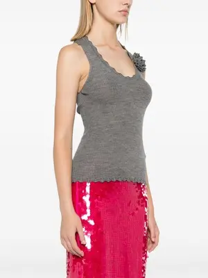 Blumarine Floral-appliqué Knitted Tank Top