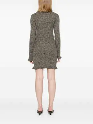 Blumarine Mélange Ruffled Ribbed Mini Dress
