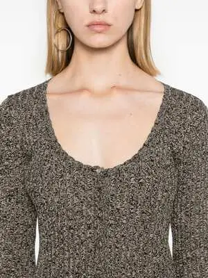Blumarine Mélange Ruffled Ribbed Mini Dress