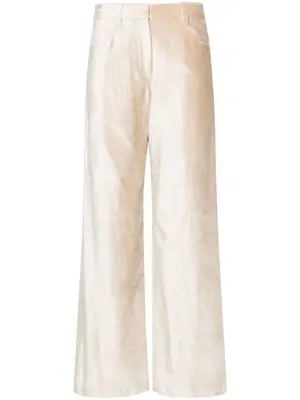 Brunello Cucinelli Wide-leg Velvet Trousers - Neutrals
