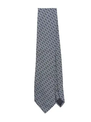 LANVIN Pattern Jacquard Silk Tie - Blue