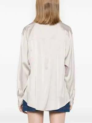 FORTE_FORTE Band-collar Satin Shirt - Neutrals