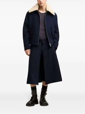 AMI Paris Shearling Collar Wool Bomber Jacket