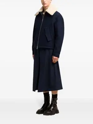 AMI Paris Shearling Collar Wool Bomber Jacket