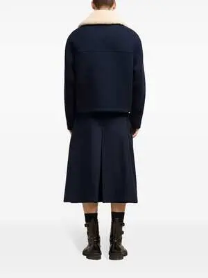 AMI Paris Shearling Collar Wool Bomber Jacket