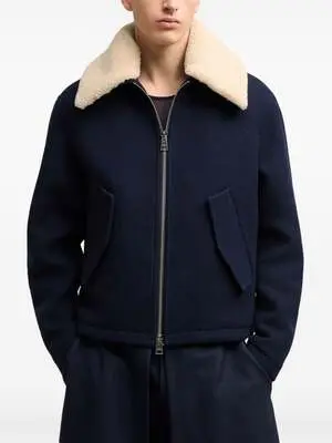 AMI Paris Shearling Collar Wool Bomber Jacket