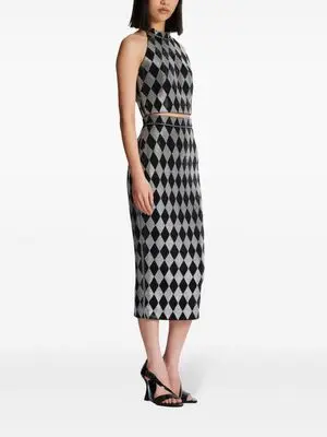 Balmain Diamond Rhinestone Midi Skirt