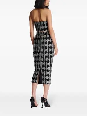 Balmain Diamond Rhinestone Midi Skirt