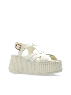 Chloé Leather Platform Sandals - White
