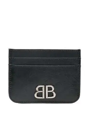 Balenciaga Monaco Leather Card Holder - Black